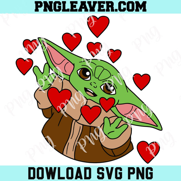 Baby Yoda Hugs Heart Svg Png, Baby Yoda Cute Valentine Svg – pngleaves
