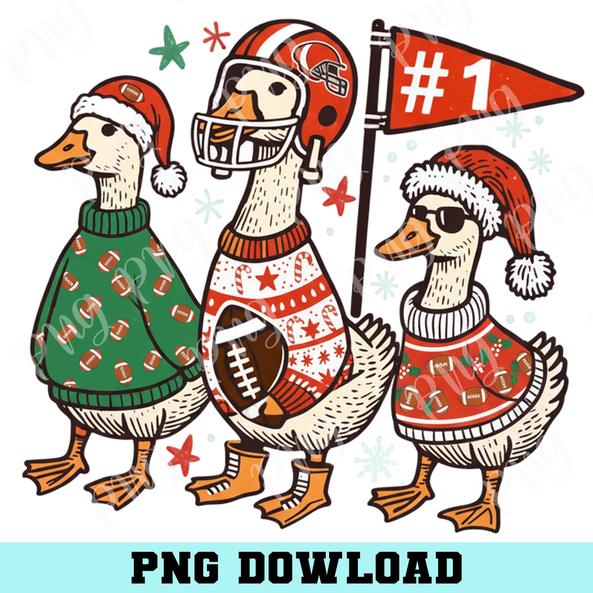Christmas Football Goose PNG, Trendy Christmas Geese Football shirt de ...
