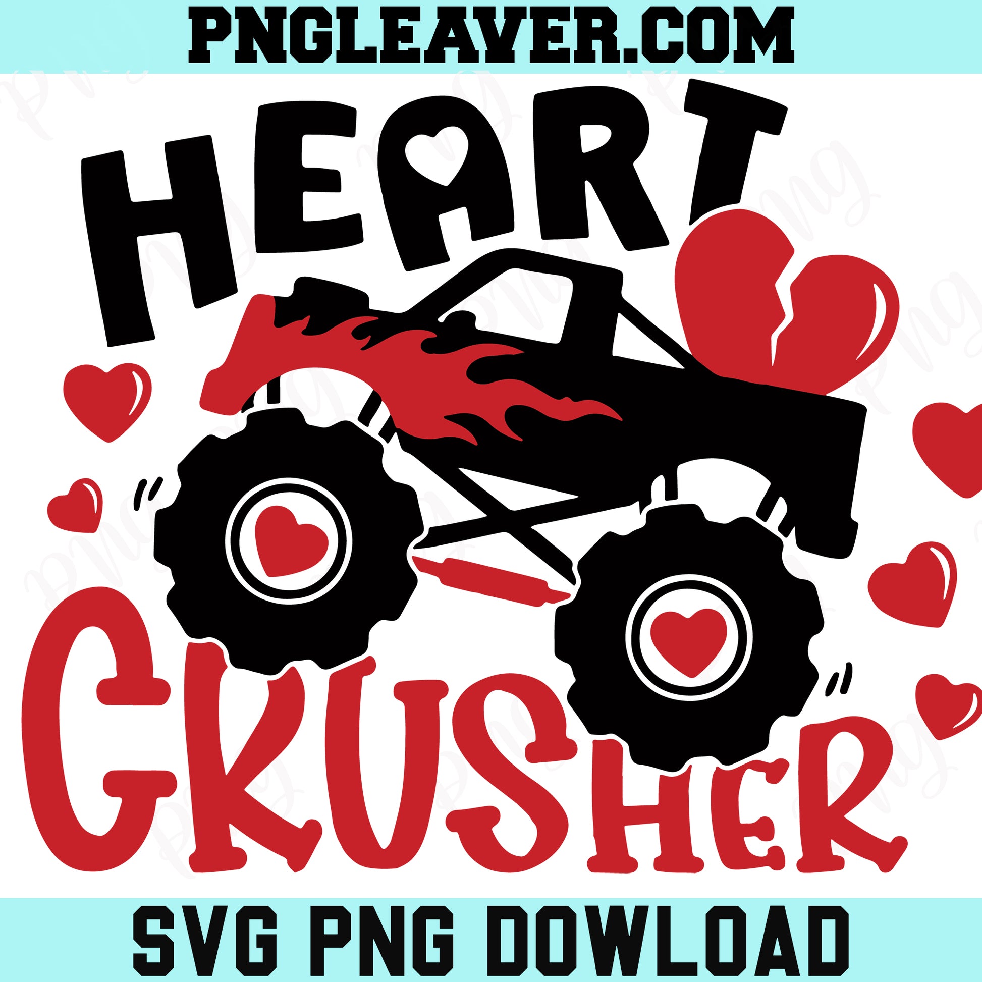 Heart Crusher Png Svg, Heart breaker Svg, Valentine's Monster Truck Sv ...